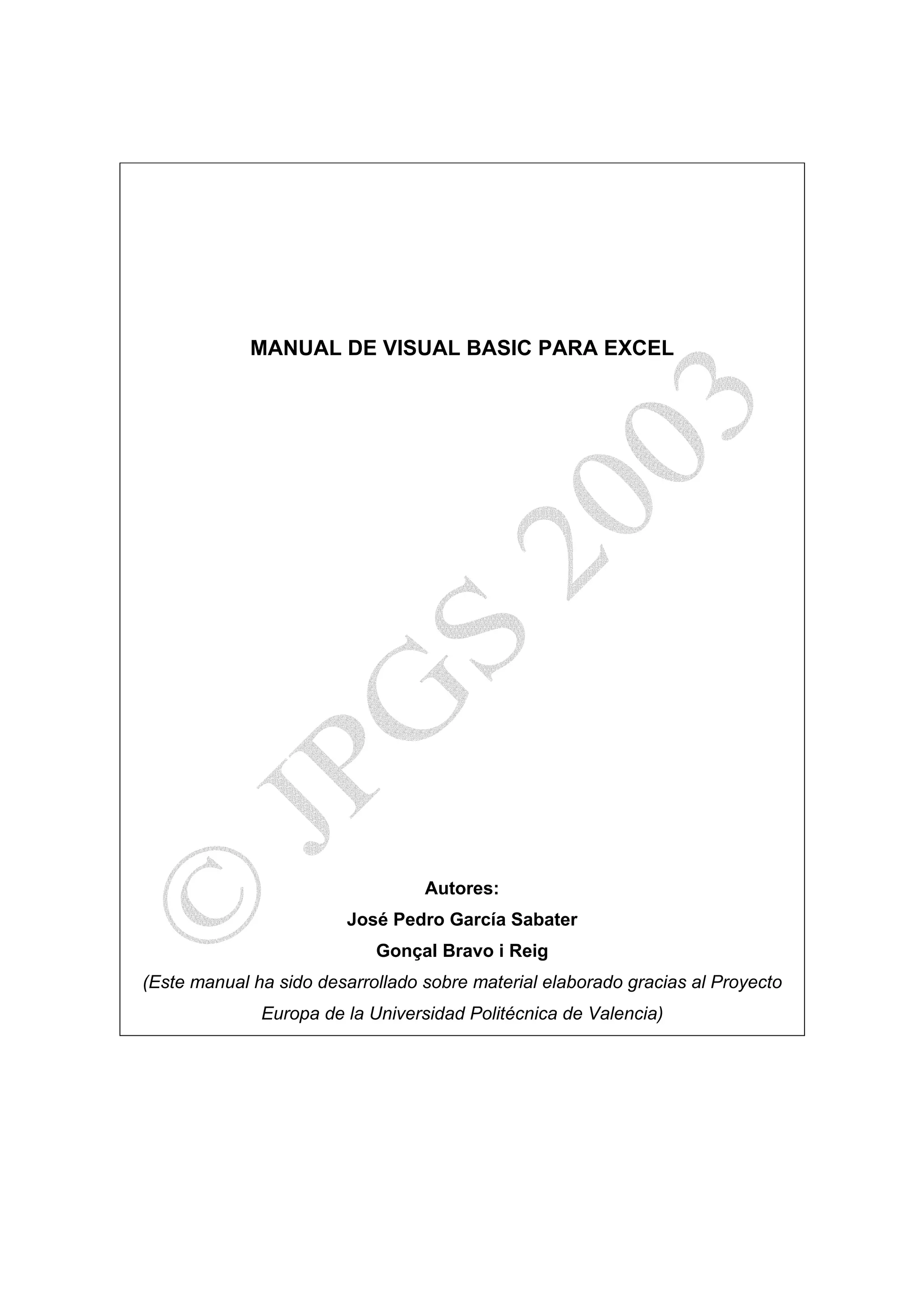 Manual de visual basic para excel | PDF