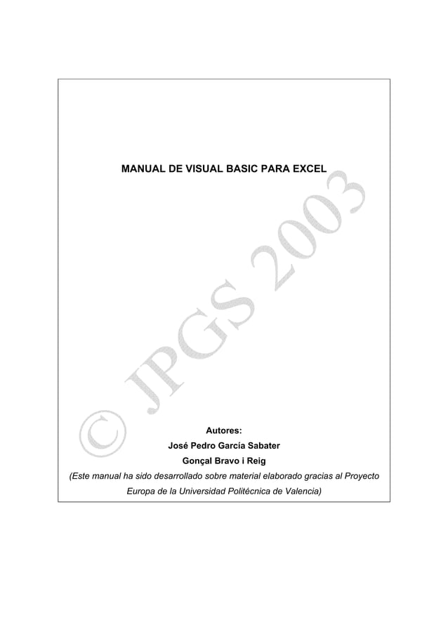 Manual de visual basic para excel | PDF