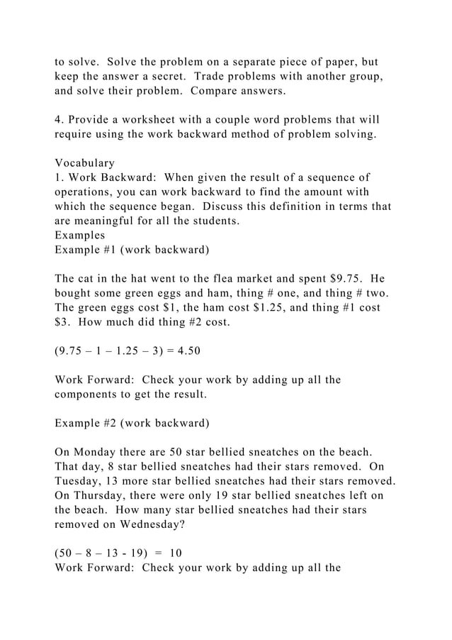Josh AlessioProblem solving using the work backward” method..docx ...