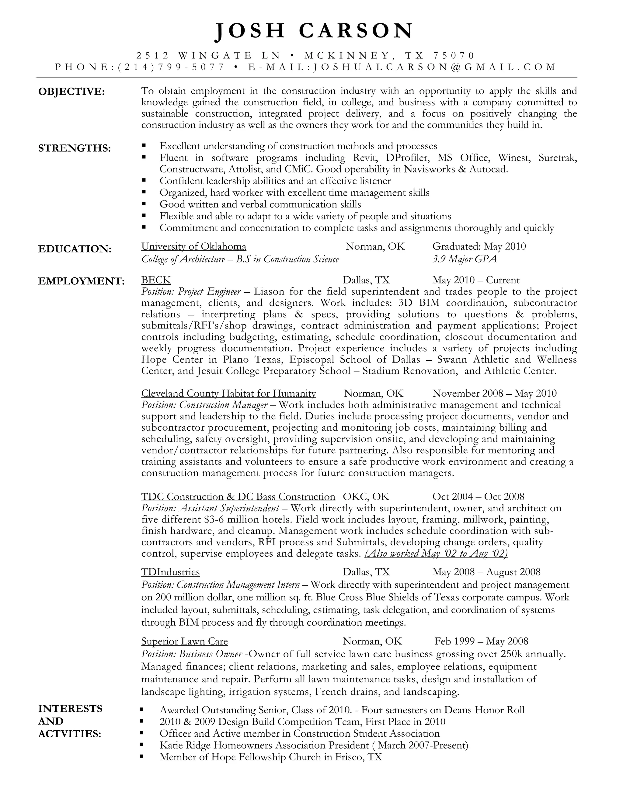 Josh Carson Resume | PDF