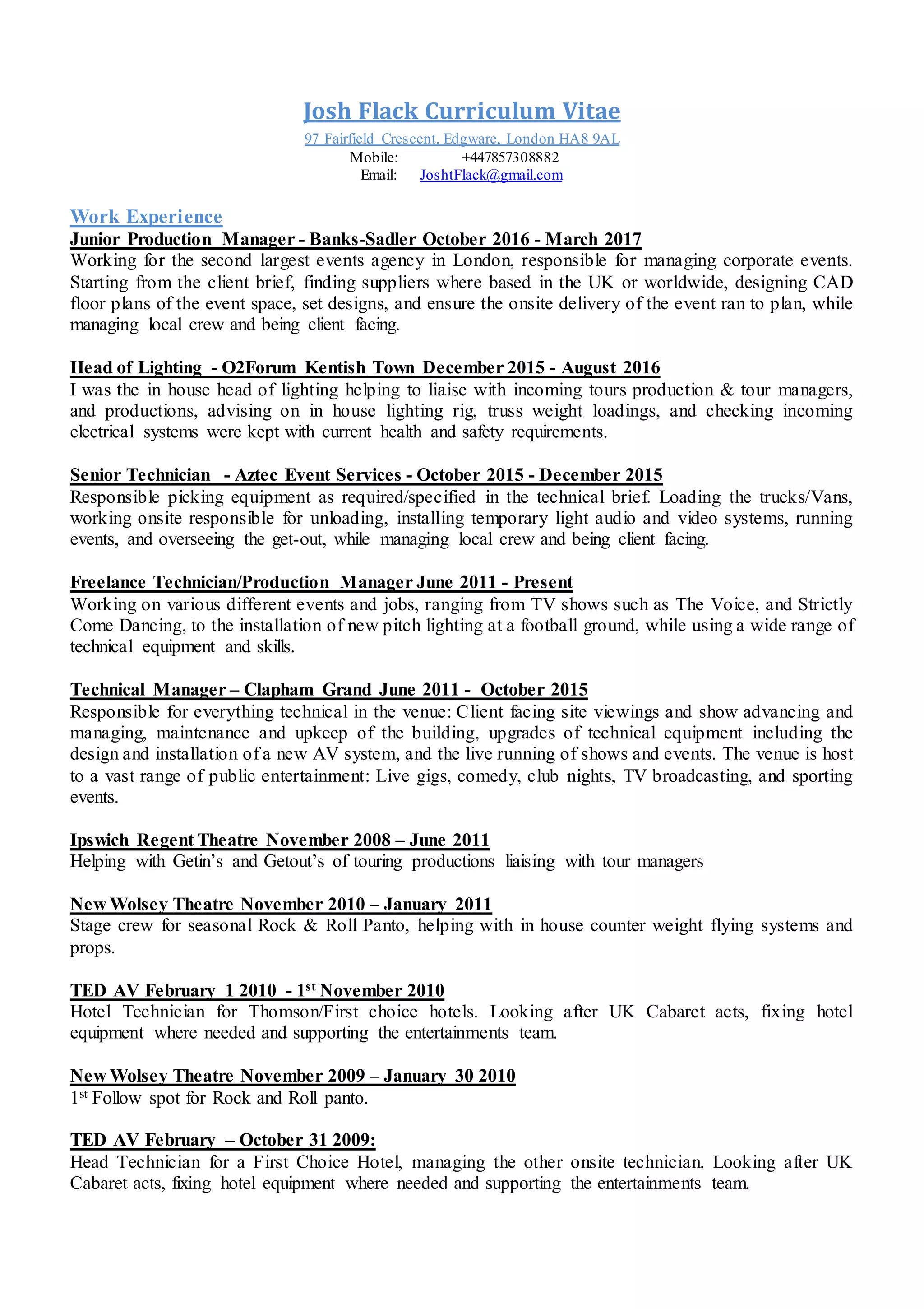 Josh flack CV 2017 | DOCX | Martial Arts | Sports