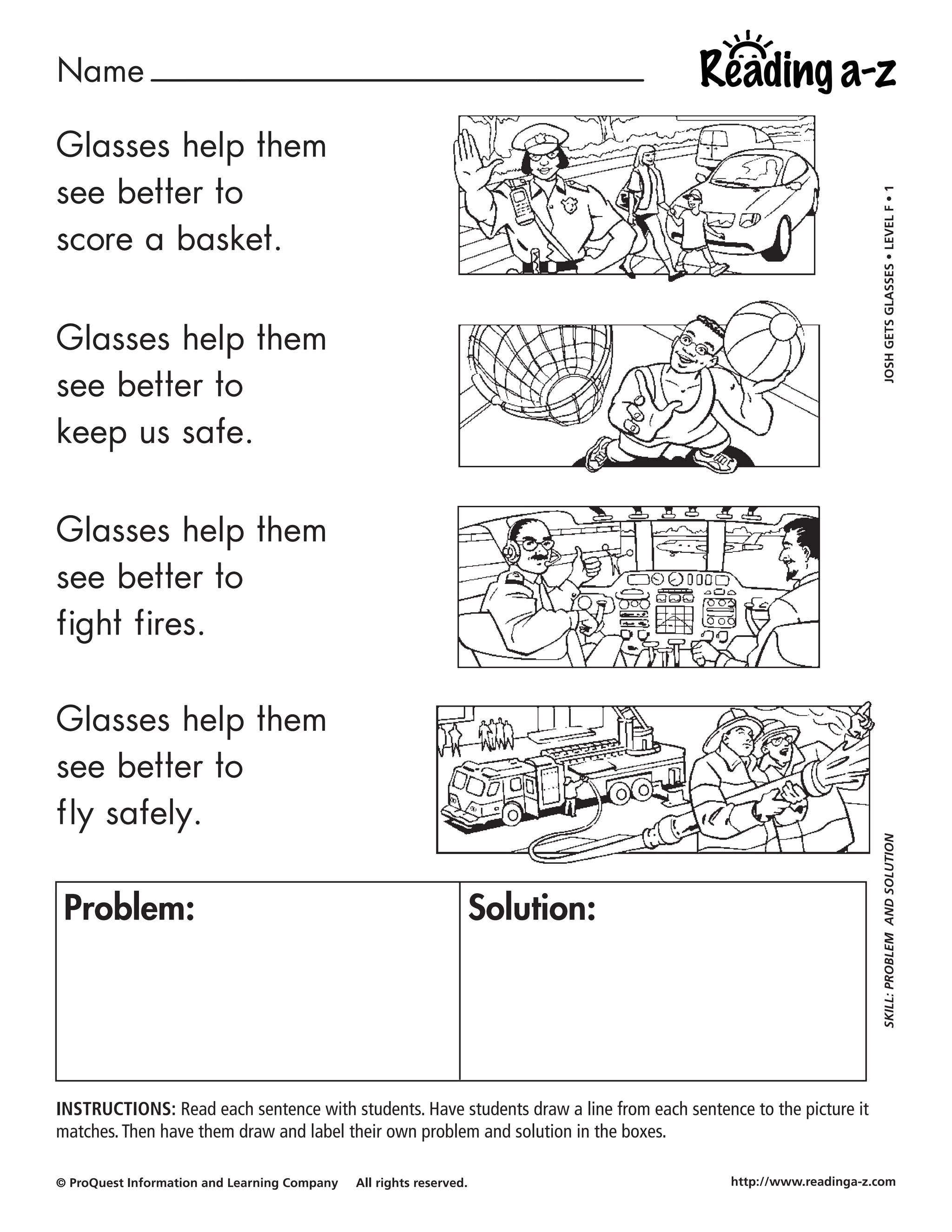 Josh gets glasses (reading comprehension) | PDF