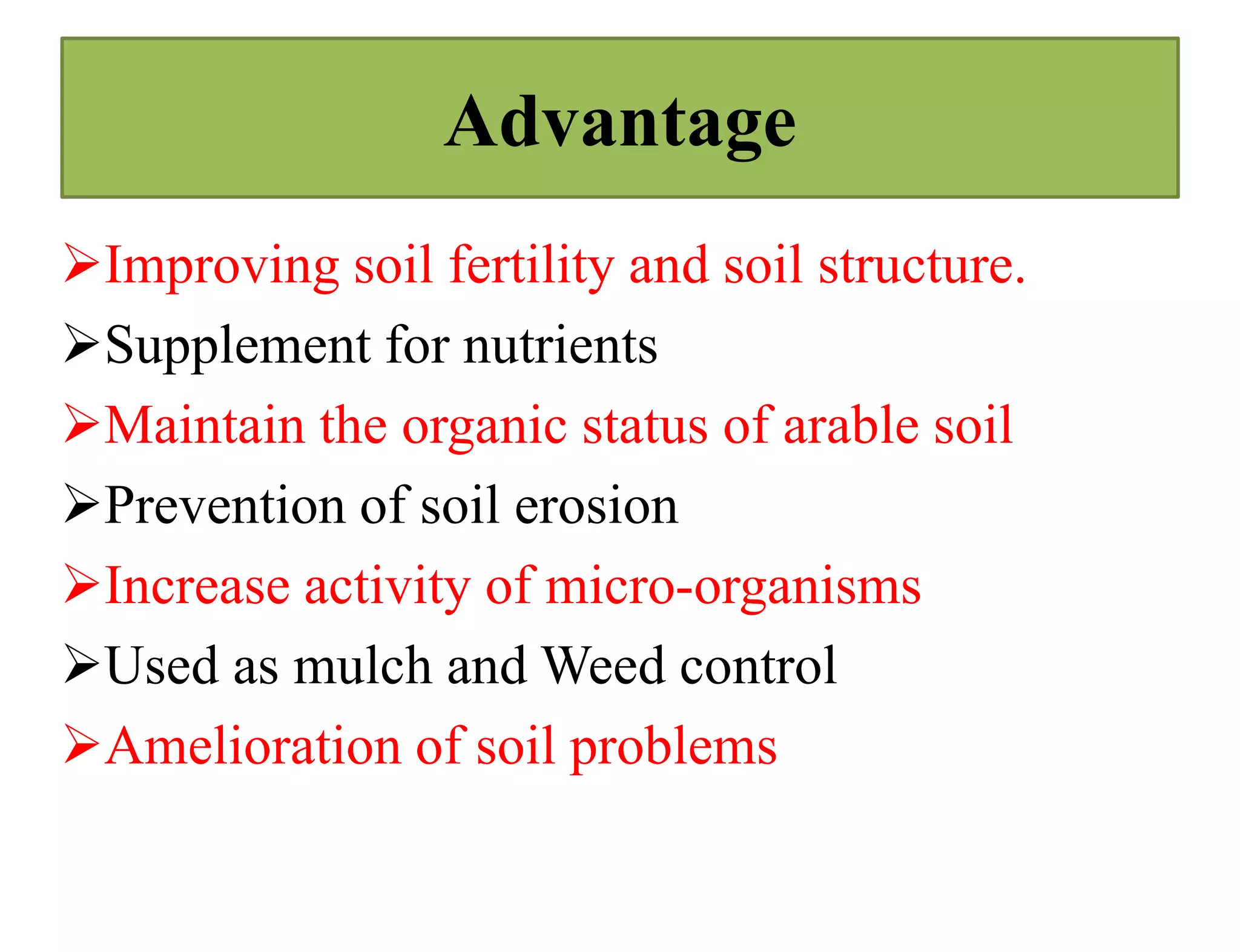 Important of green manuring and their effect on soil fertility | PPTX ...