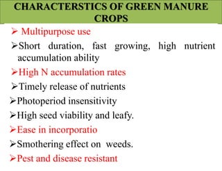 Important of green manuring and their effect on soil fertility | PPTX
