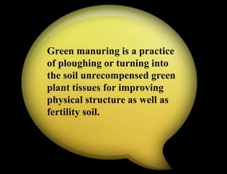 Important of green manuring and their effect on soil fertility | PPTX