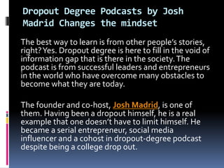 Josh King Madrid, Inspiring Entrepreneurs to be Limitless with Dropout ...