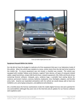 Josh Moulin: Designing a Mobile Digital Forensic Lab on a Budget | PDF