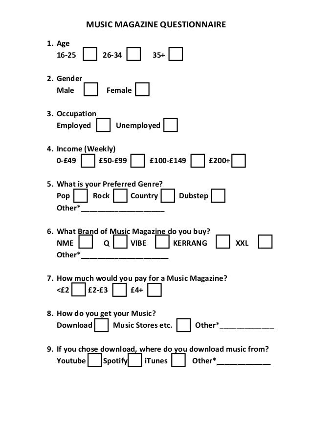 Questionnaire Questions Design Template Sample Templates