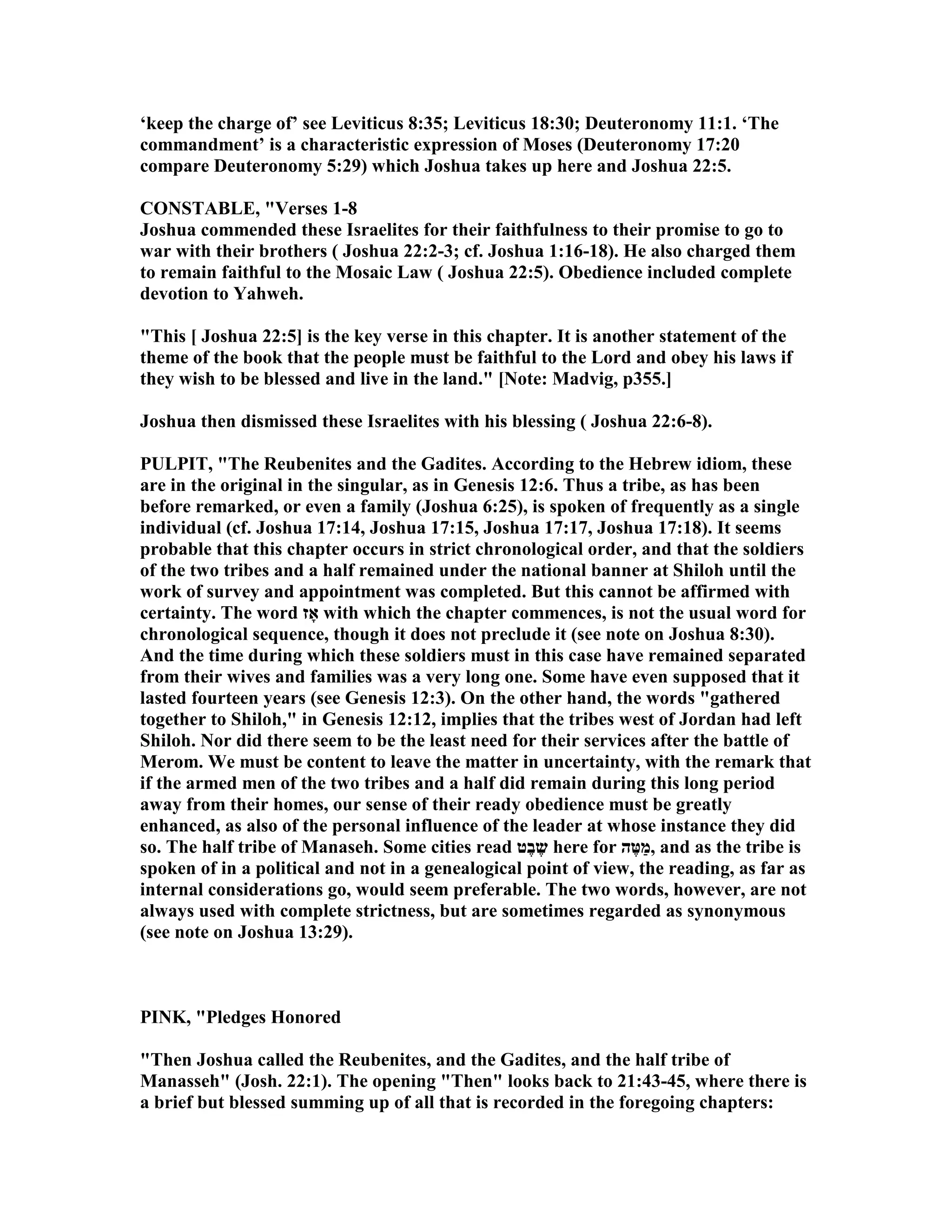 Joshua 22 Commentary PDF Joshua 22 Commentary PDF