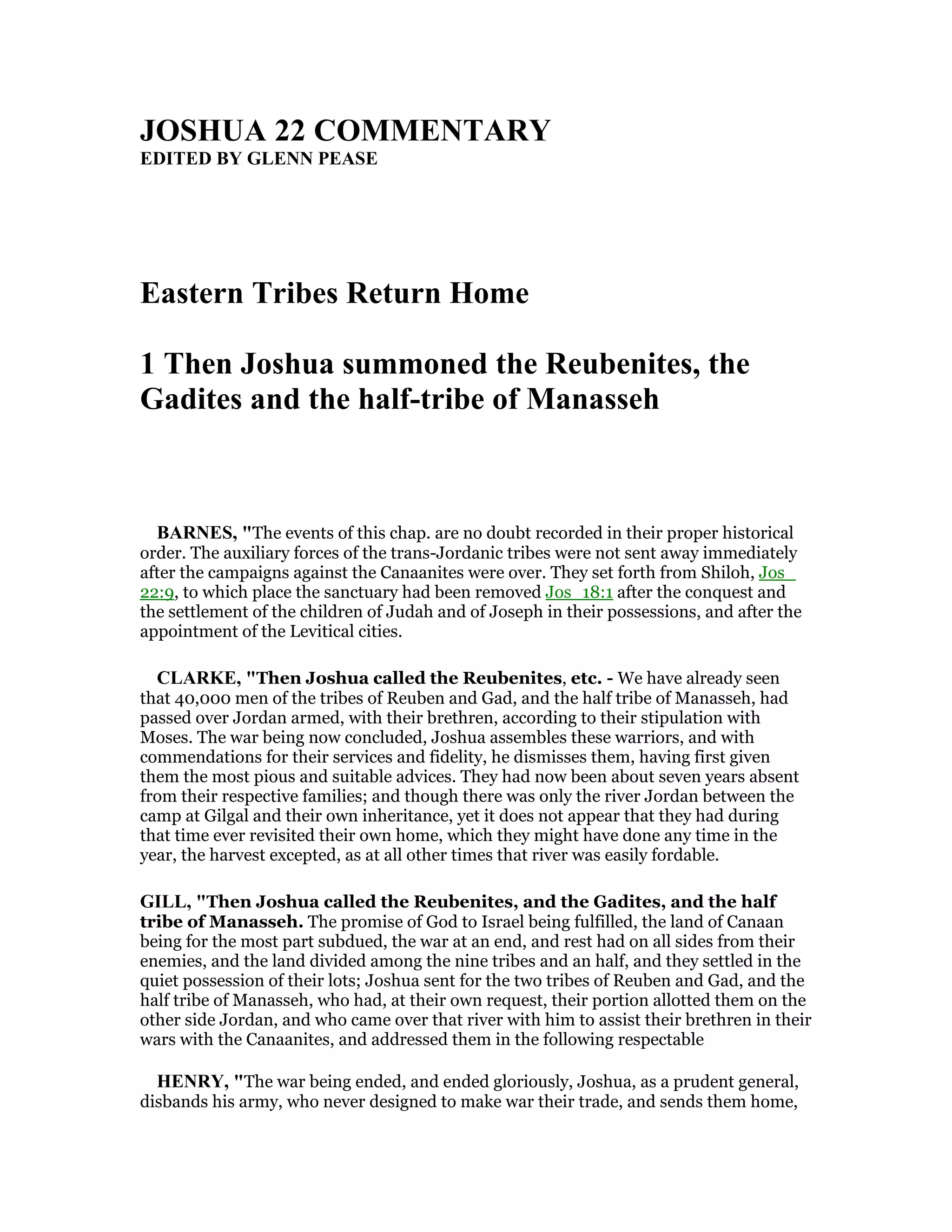 Joshua 22 commentary | PDF