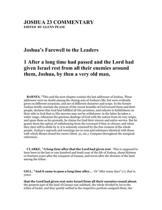 Joshua 23 commentary | PDF