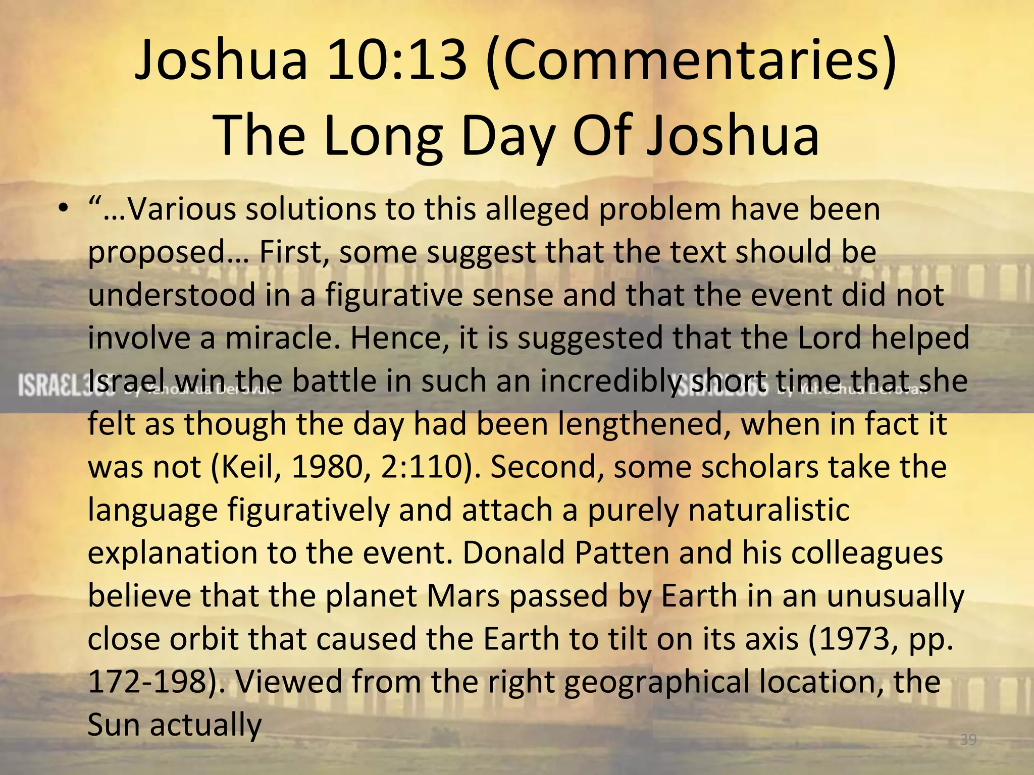 Joshua 9-10, Long Day Of Joshua; Gibeonites; typology, Moses a type ...