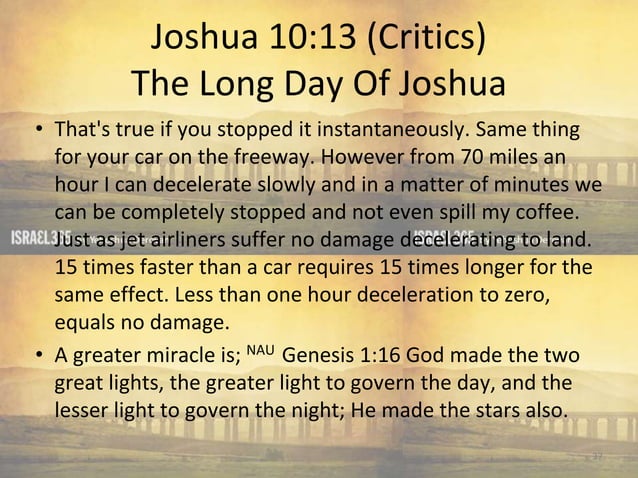 Joshua 9-10, Long Day Of Joshua; Gibeonites; typology, Moses a type ...