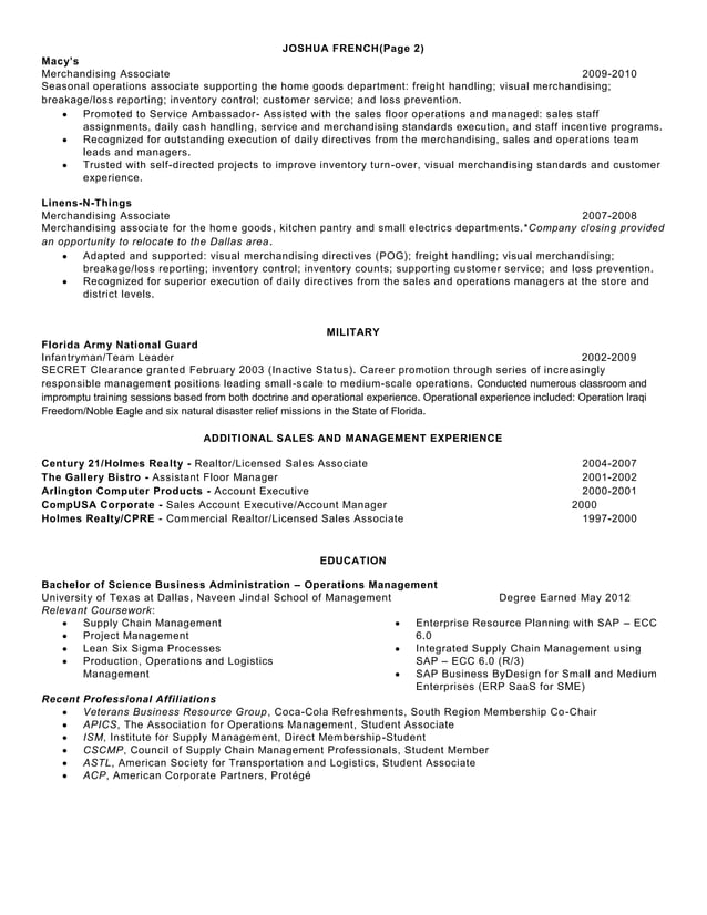 Joshua French OE Leader | DOCX | Logistics | Business