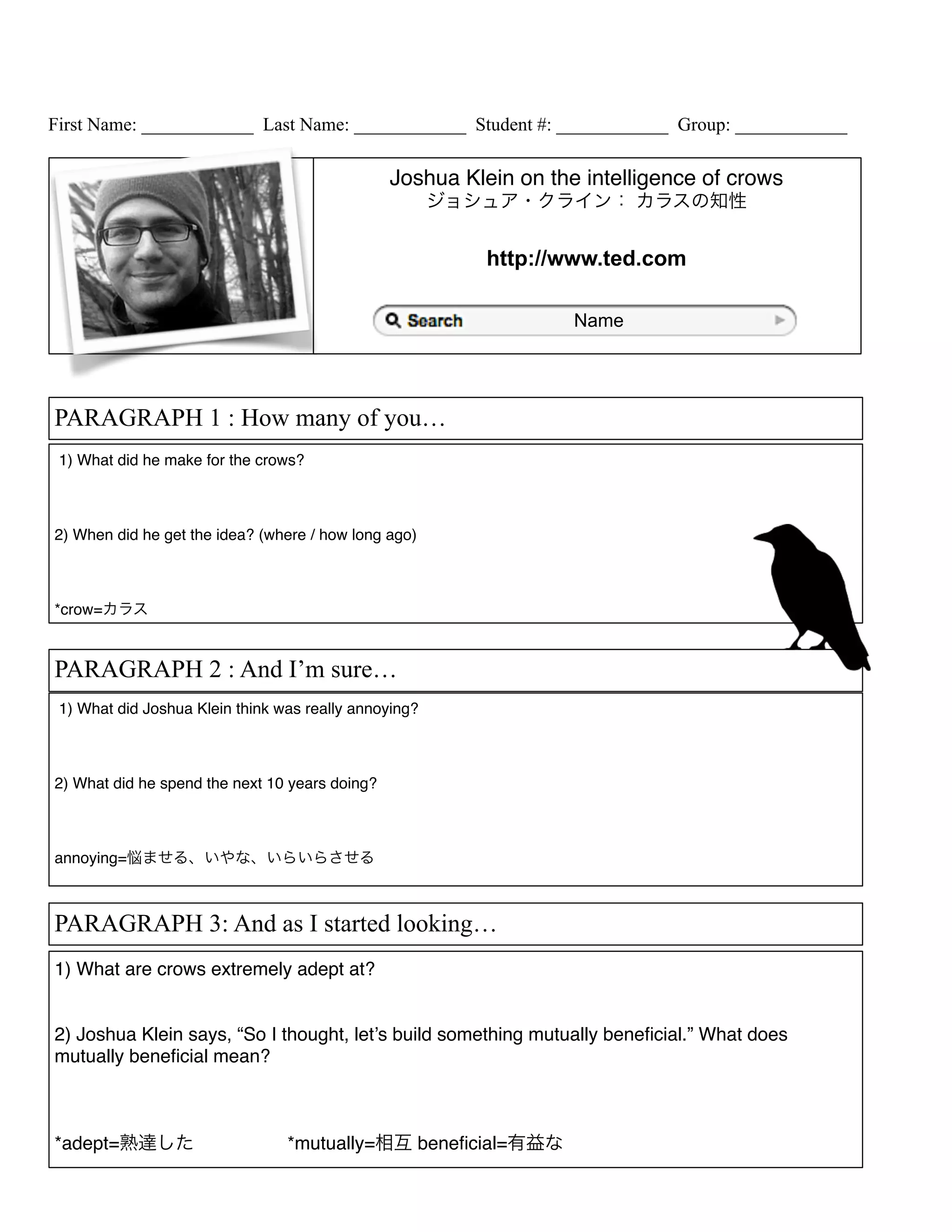 Joshua klein crows 2015 | PDF