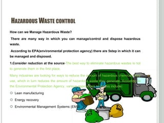 Hazardous Waste Management by Joshua Seli | PPTX