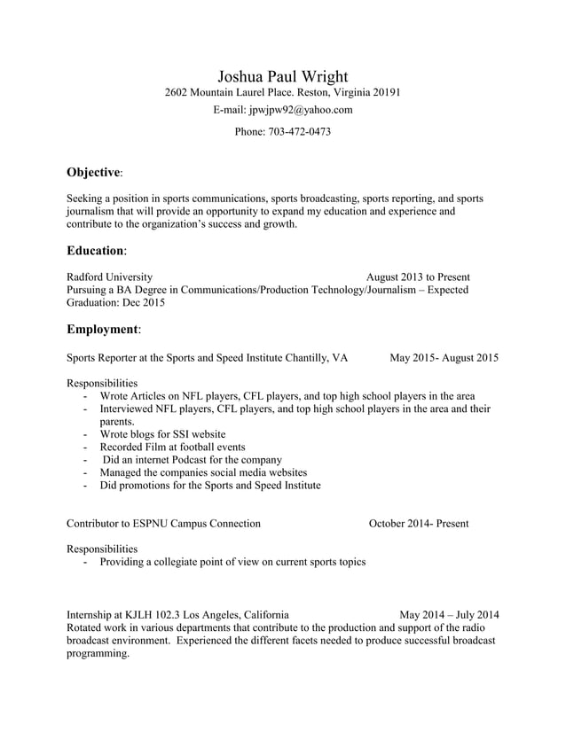 Joshua wright resume | PDF