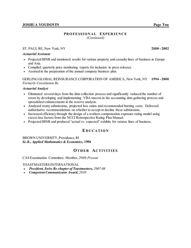 Joshua Youdovin Resume | DOCX | Business Accounting & Finance | Business