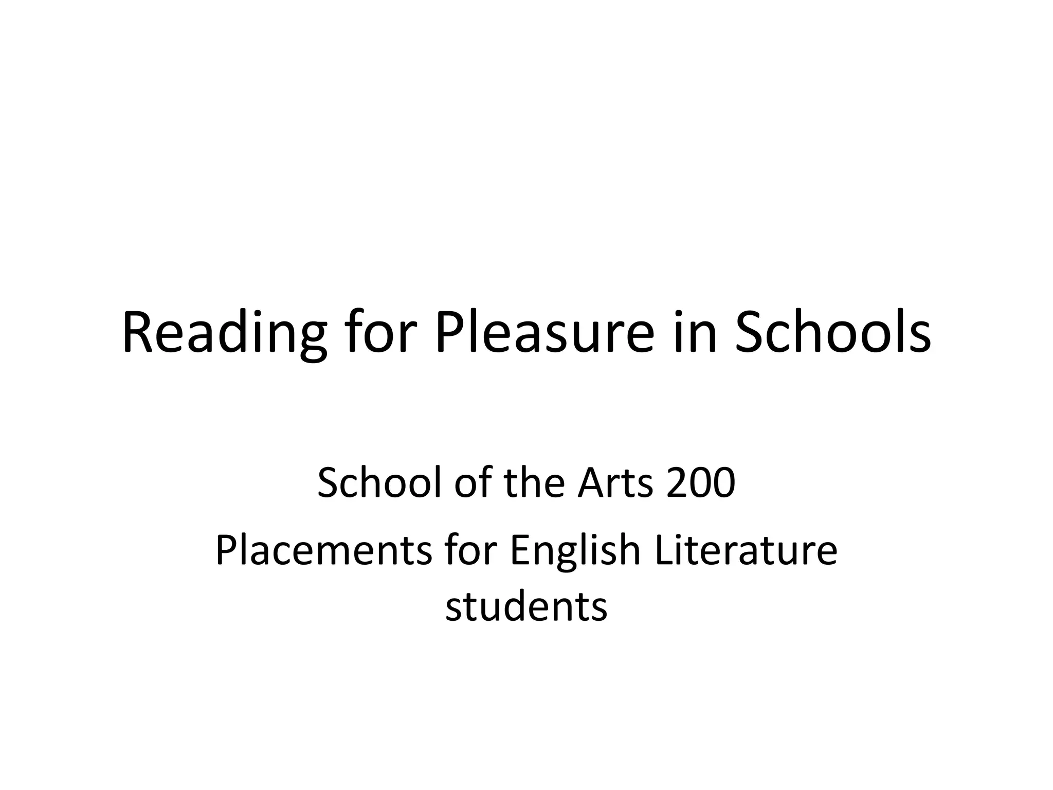 Josie billington reading for pleasure in schools june 2012 | PPTX