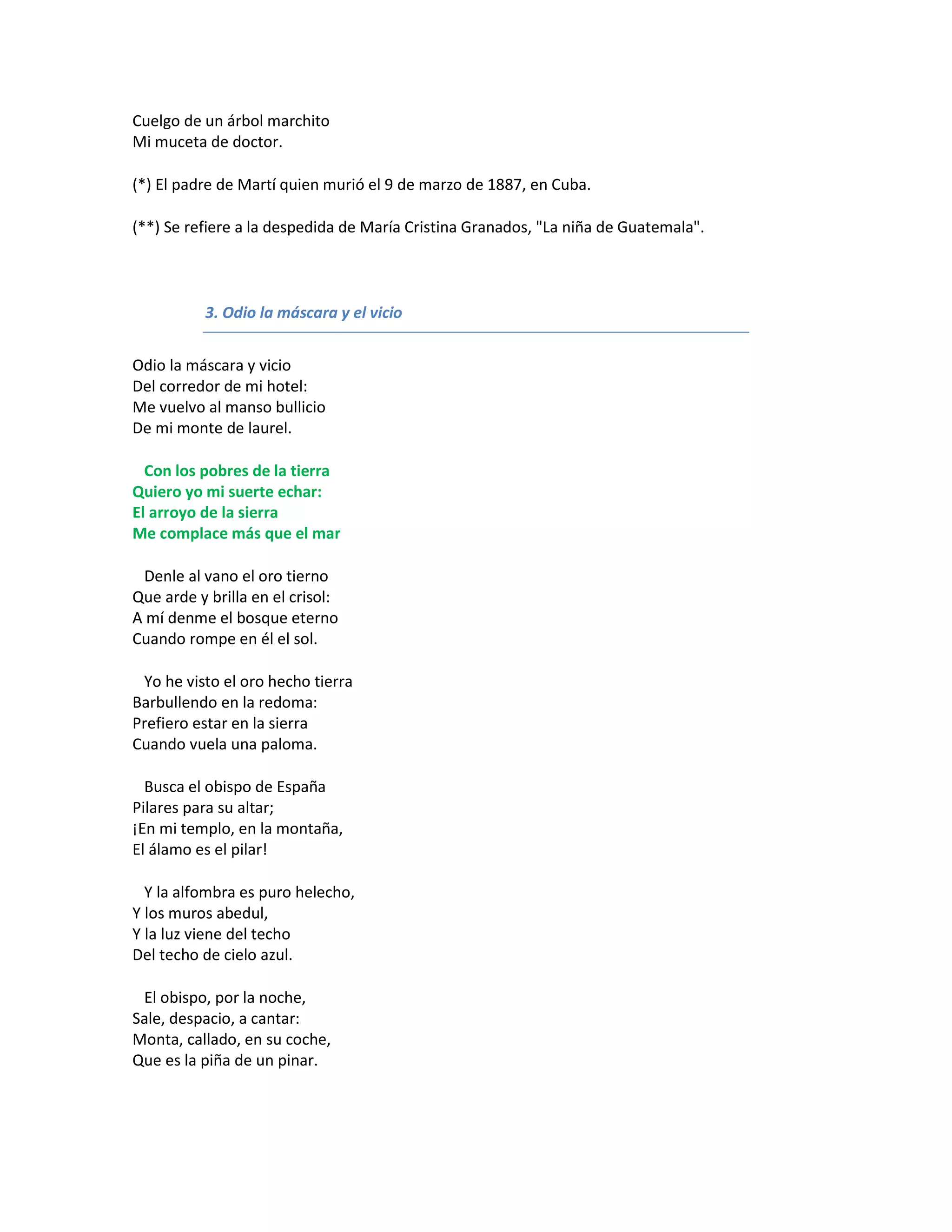 Jose Marti - Versos sencillos (antologia para niños) | DOCX