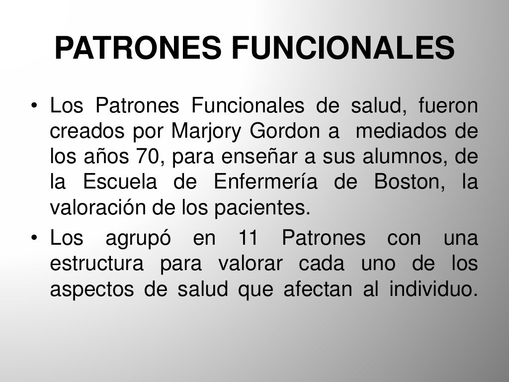 Marjory Gordon y sus 11 patrones funcionales