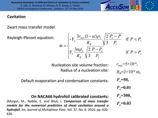 Numerical simulation of different forms of cavitation in Francis ...