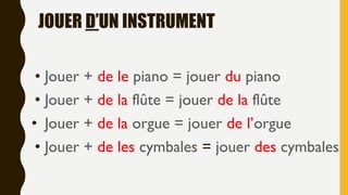 Jouer ou faire verbs french francais slideshow | PDF