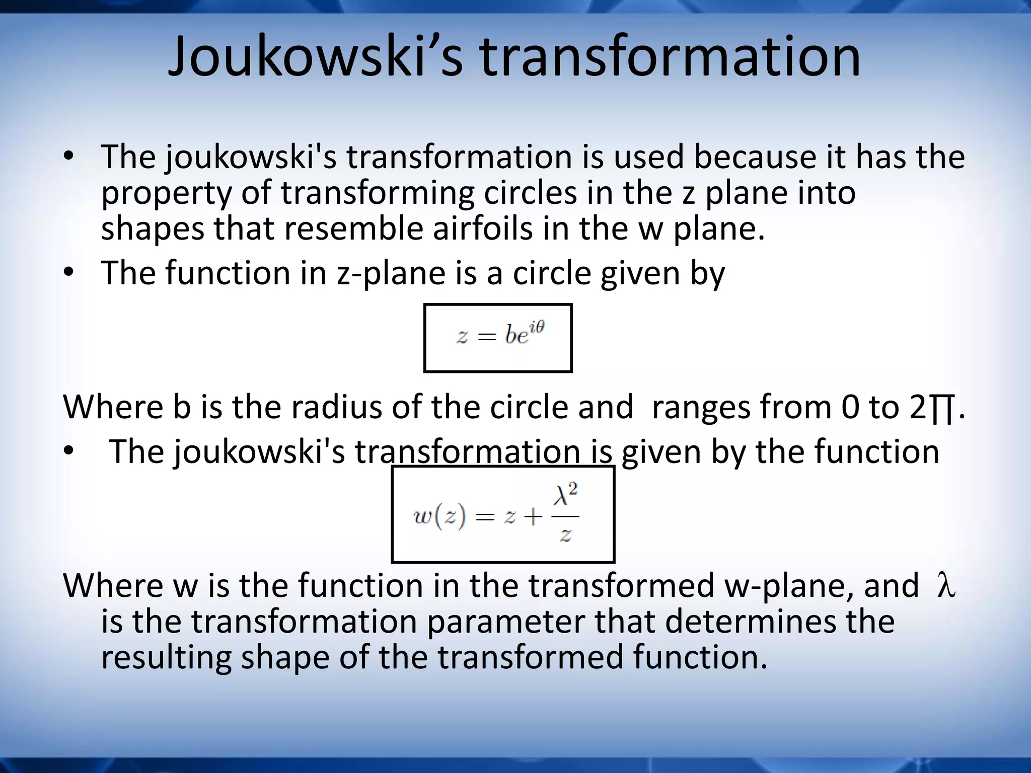 Joukowski's airfoils, introduction to conformal mapping | PDF
