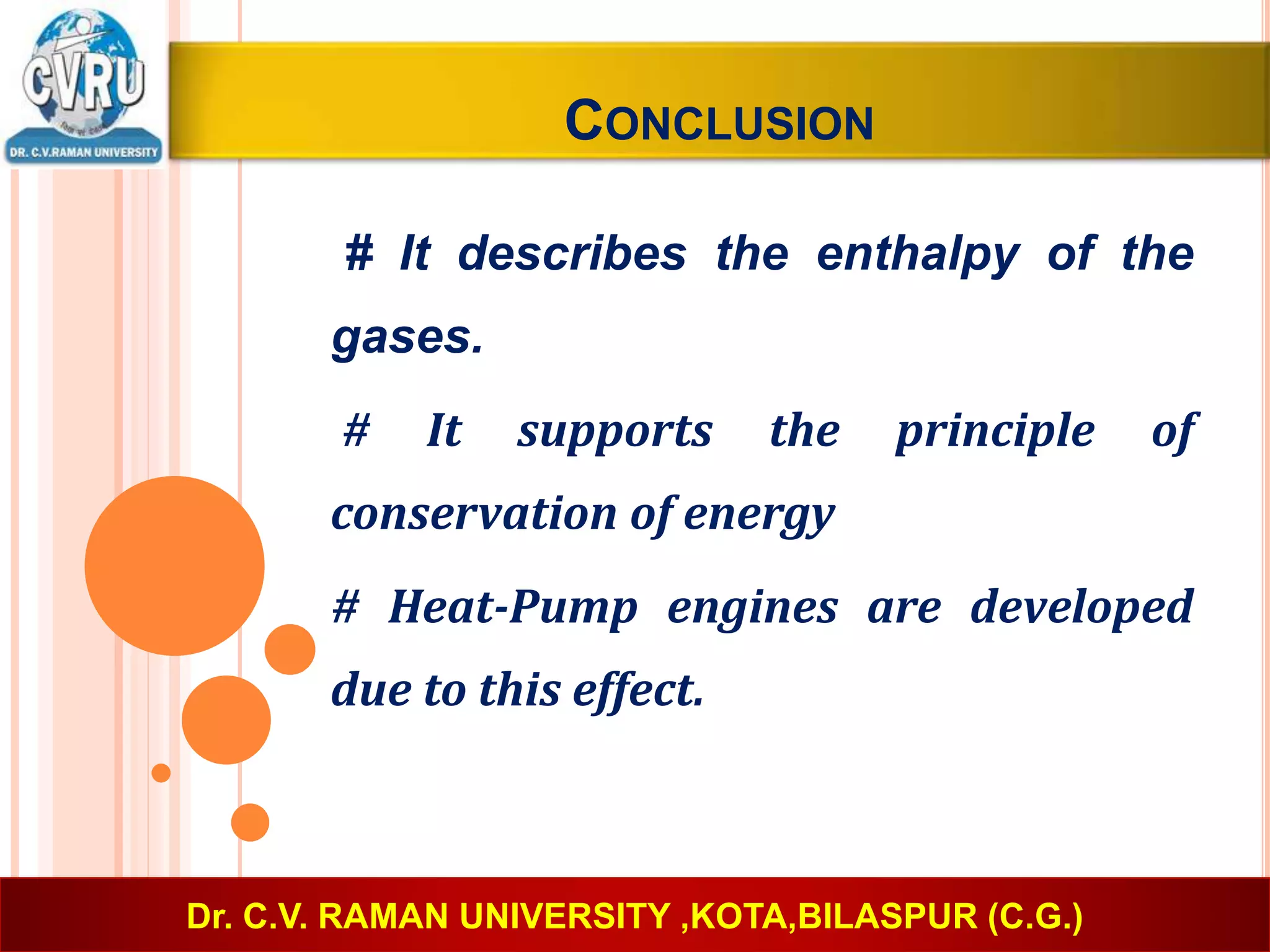 Joule thomson cooling effect | PPTX