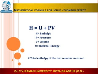 Joule thomson cooling effect | PPTX