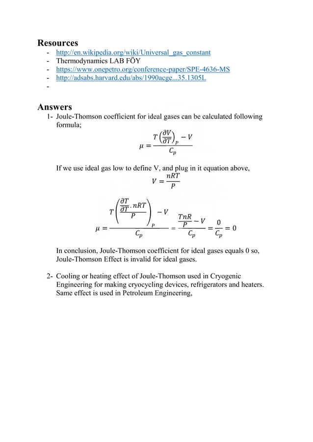 Joule thomson effect | PDF
