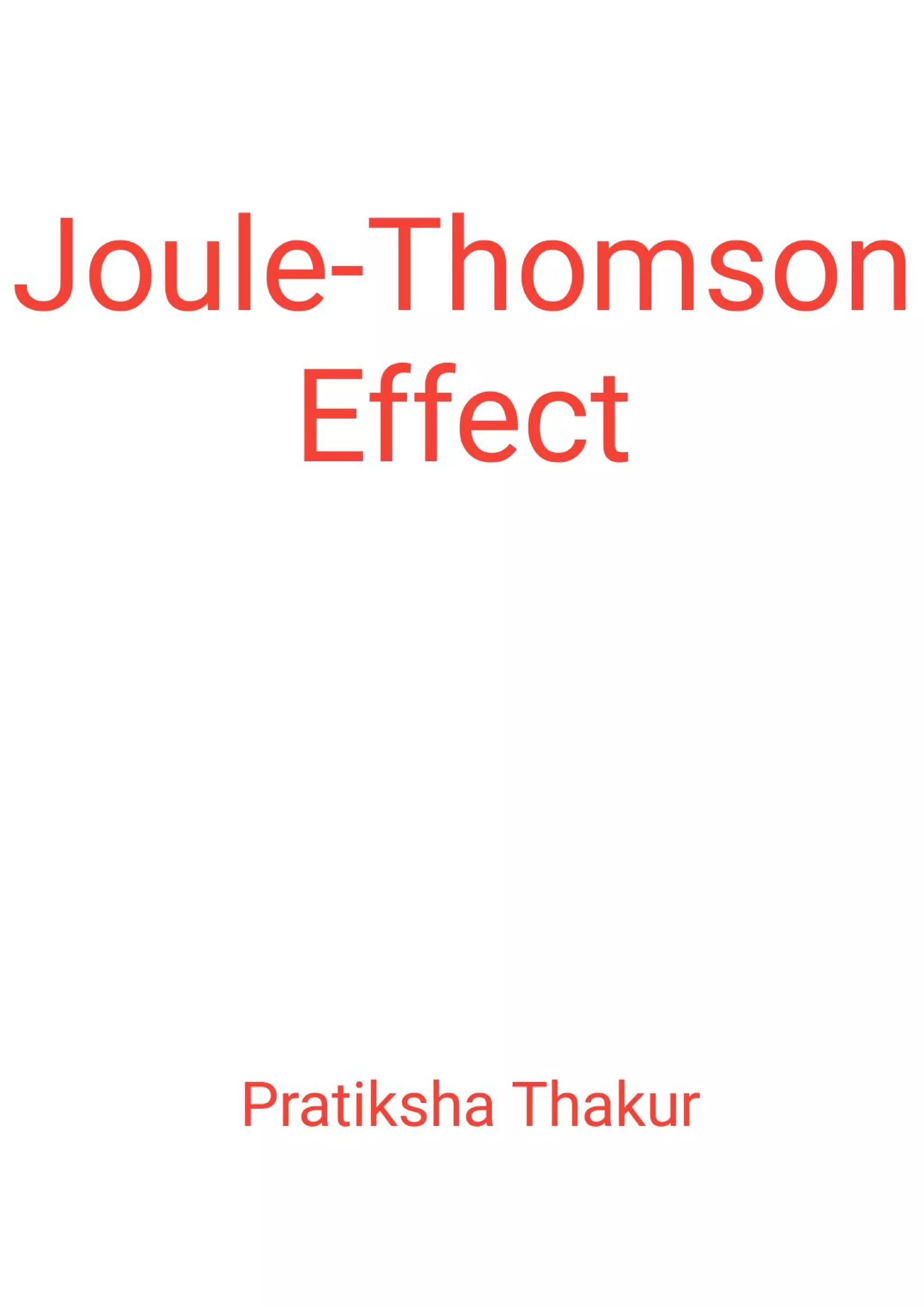 Joule - Thomson Effect | PDF