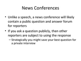 Speeches, News Conferences & Meetings | PPT