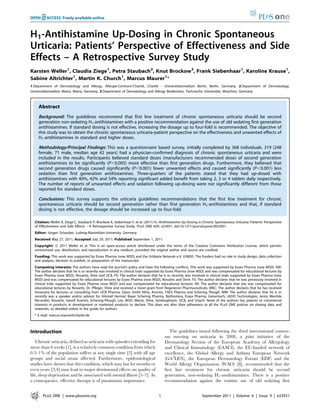 H 1 -Antihistamine Up-Dosing in Chronic Spontaneous Urticaria: Patients ...