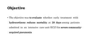 Journal club on Hydrcortisone for Severe Community acquired pneumonia ...