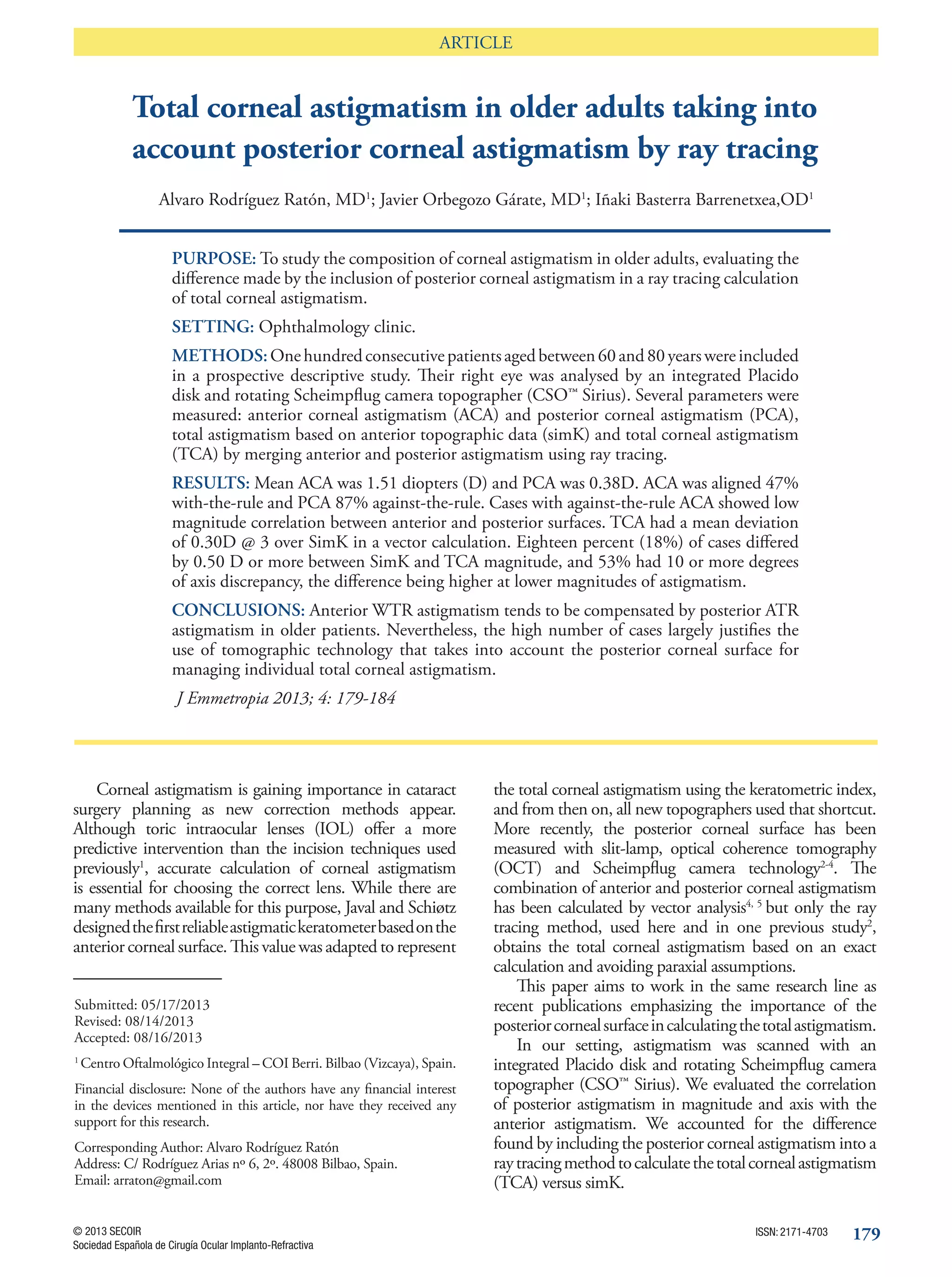 Total corneal astigmatism in older adults taking into account posterior ...