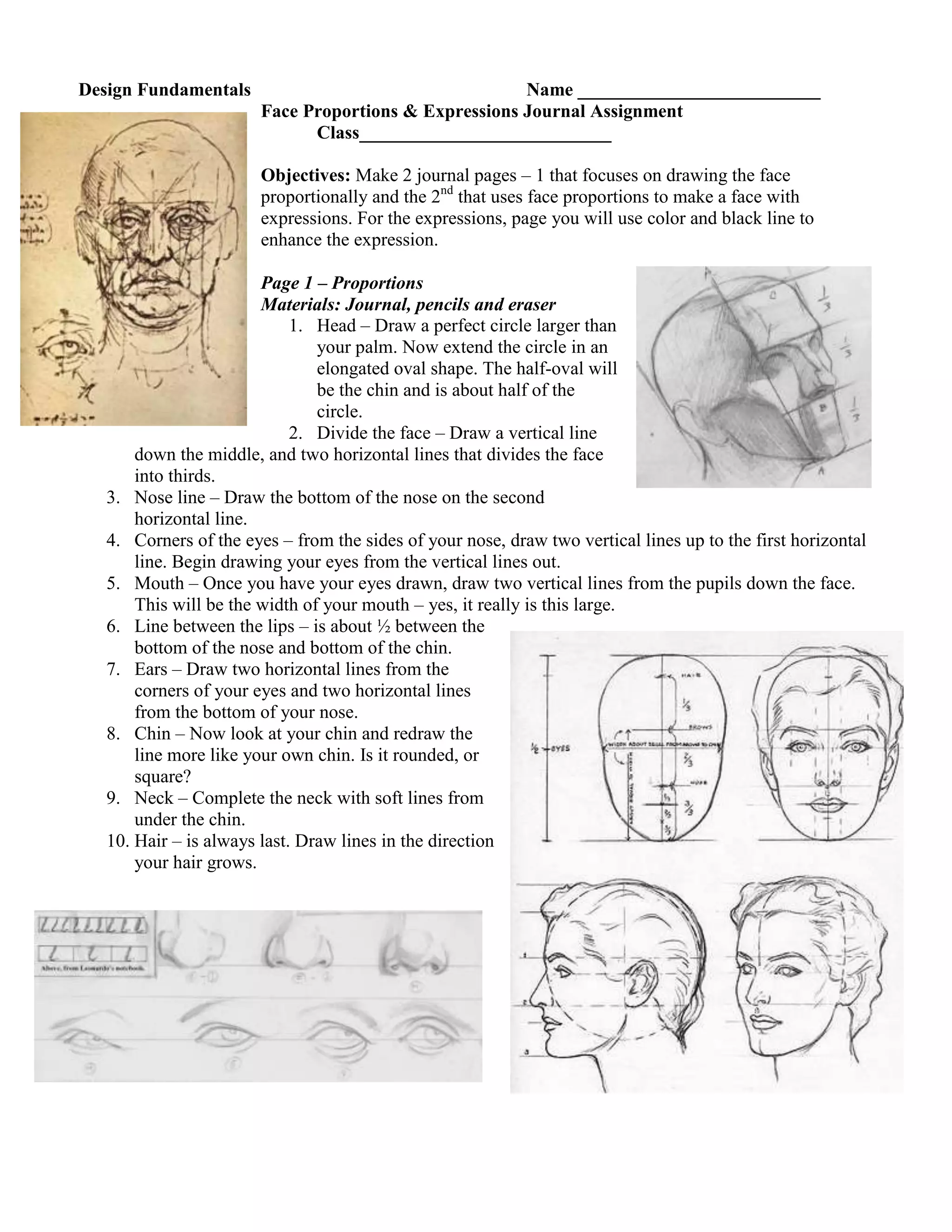 Journal Face Proportions Expressions | DOC