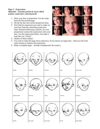 Drawing Face Proportions Handout