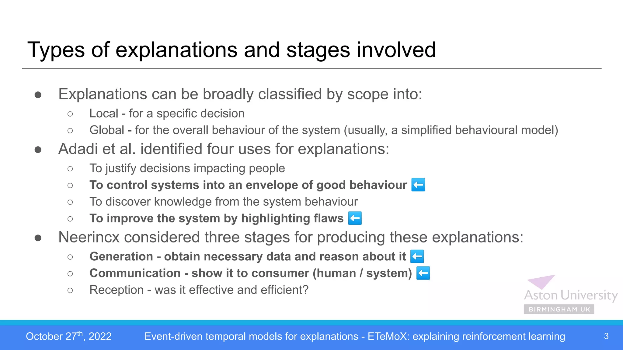 MODELS 2022 Journal-First presentation: ETeMoX - explaining reinforcement learning | PDF