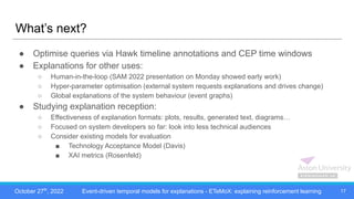 MODELS 2022 Journal-First presentation: ETeMoX - explaining reinforcement learning | PDF