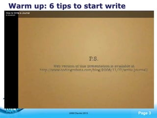 Journal Writing: Lets Start | PPTX