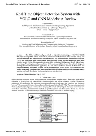 Real Time Object Detection System with YOLO and CNN Models: A Review ...