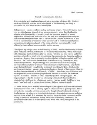 Journal - Extracurricular Activities | DOCX