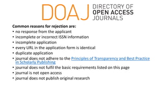 Your Journal application in DOAJ | PPT