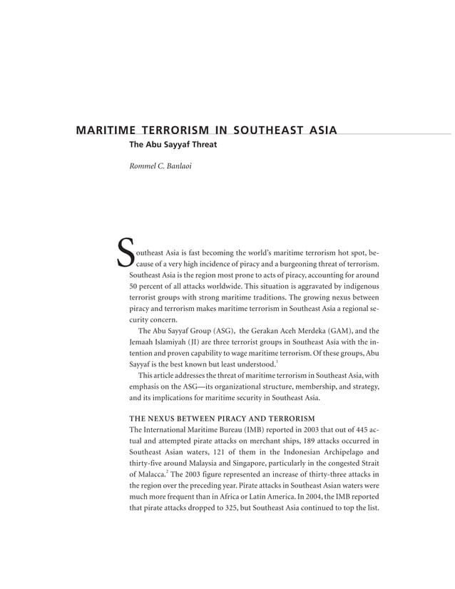 Maritime Terrorism in Southeast Asia | PDF | Terrorism | Sensitive Topics