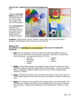 Journal assignment elements of art | PDF