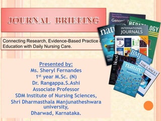 Journal Briefing Dr. Rangappa.S.Ashi, Associate professor SDM Institute ...