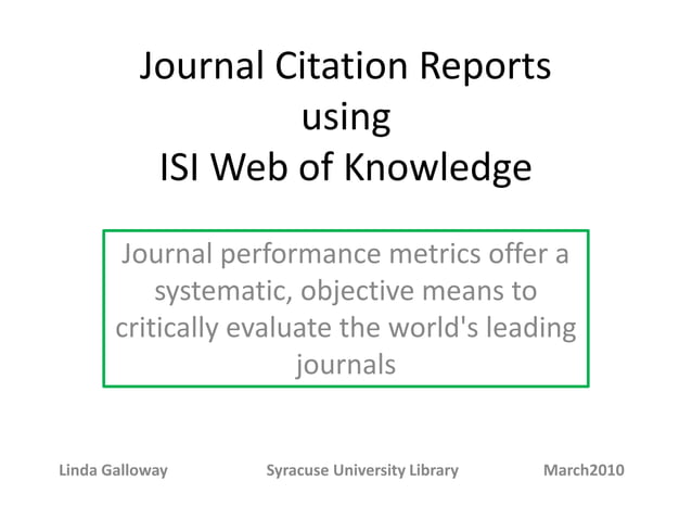 Journal Citation Reports | PPTX