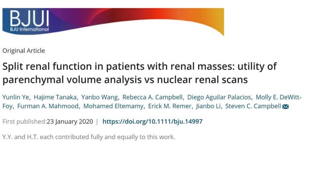 Journal club- Split renal function in patients with renal masses ...