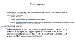 Journal clubs- neonatal blood transfusion threshold | PPTX
